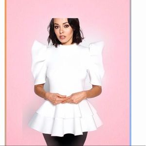 Tops | Puff Sleeve Princess Sleeve Peplum Top | Poshmark